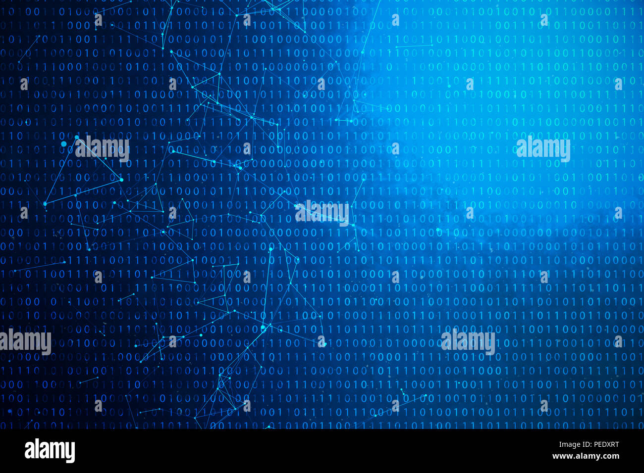3D illustration binary code on blue background. Bytes of binary code ...
