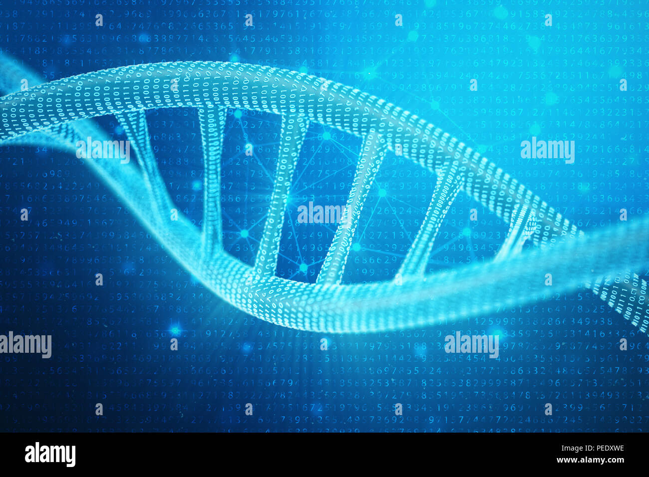 Artifical intelegence DNA molecule. Concept binary code genome ...