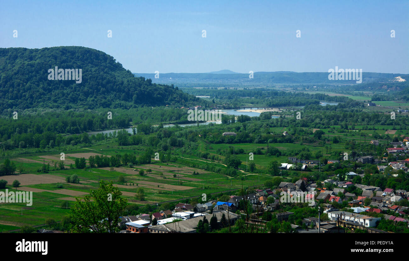 Colorful exalted view from a bird's eye view to houses in residential ...