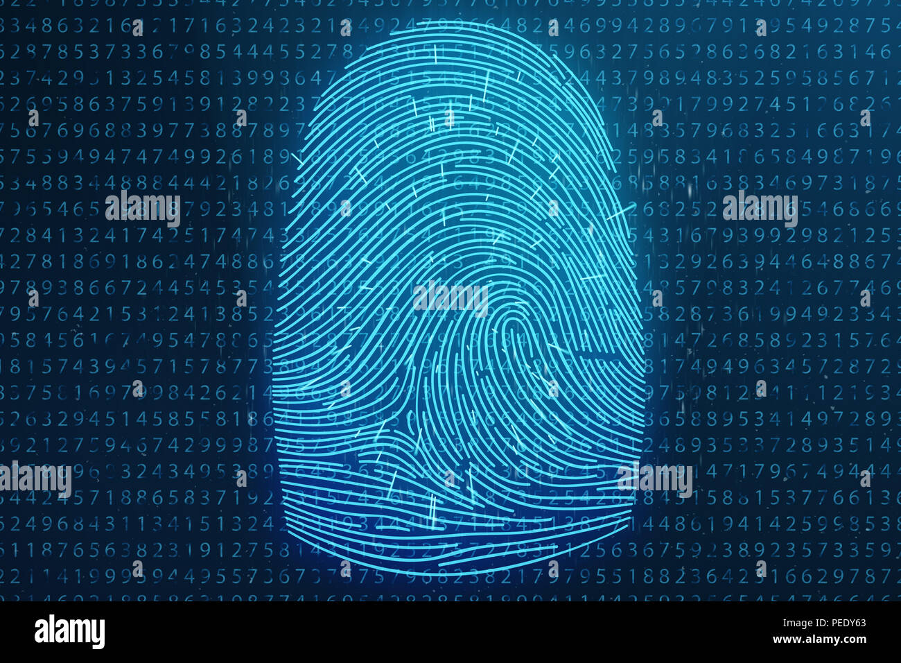 3D illustration Fingerprint scan provides security access with ...