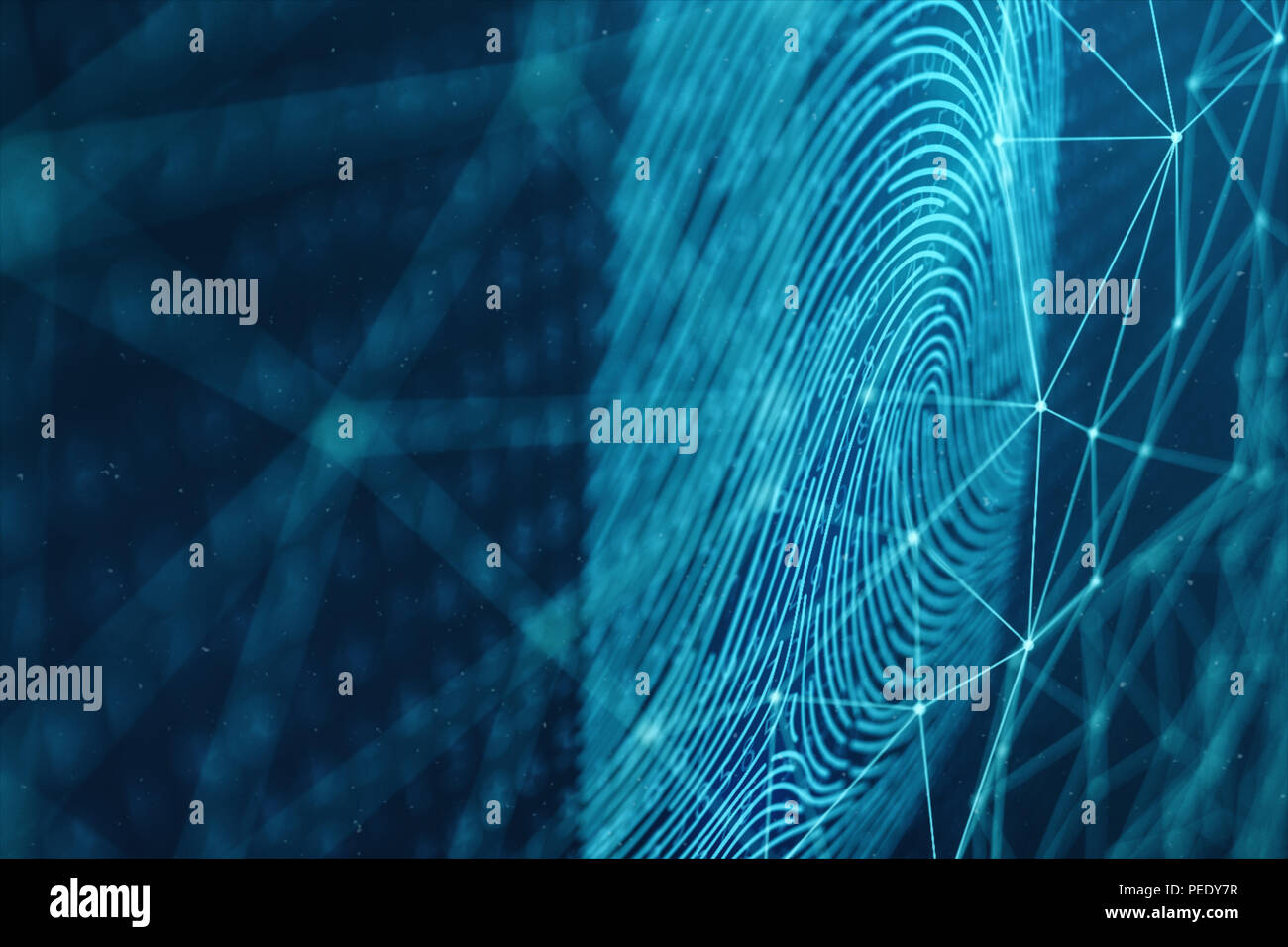 3D illustration Fingerprint scan provides security access with ...