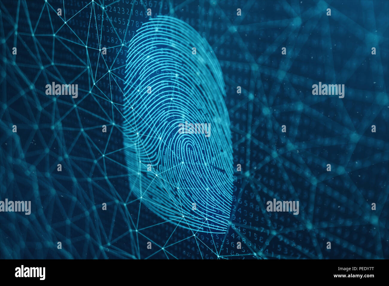 3D illustration Fingerprint scan provides security access with ...