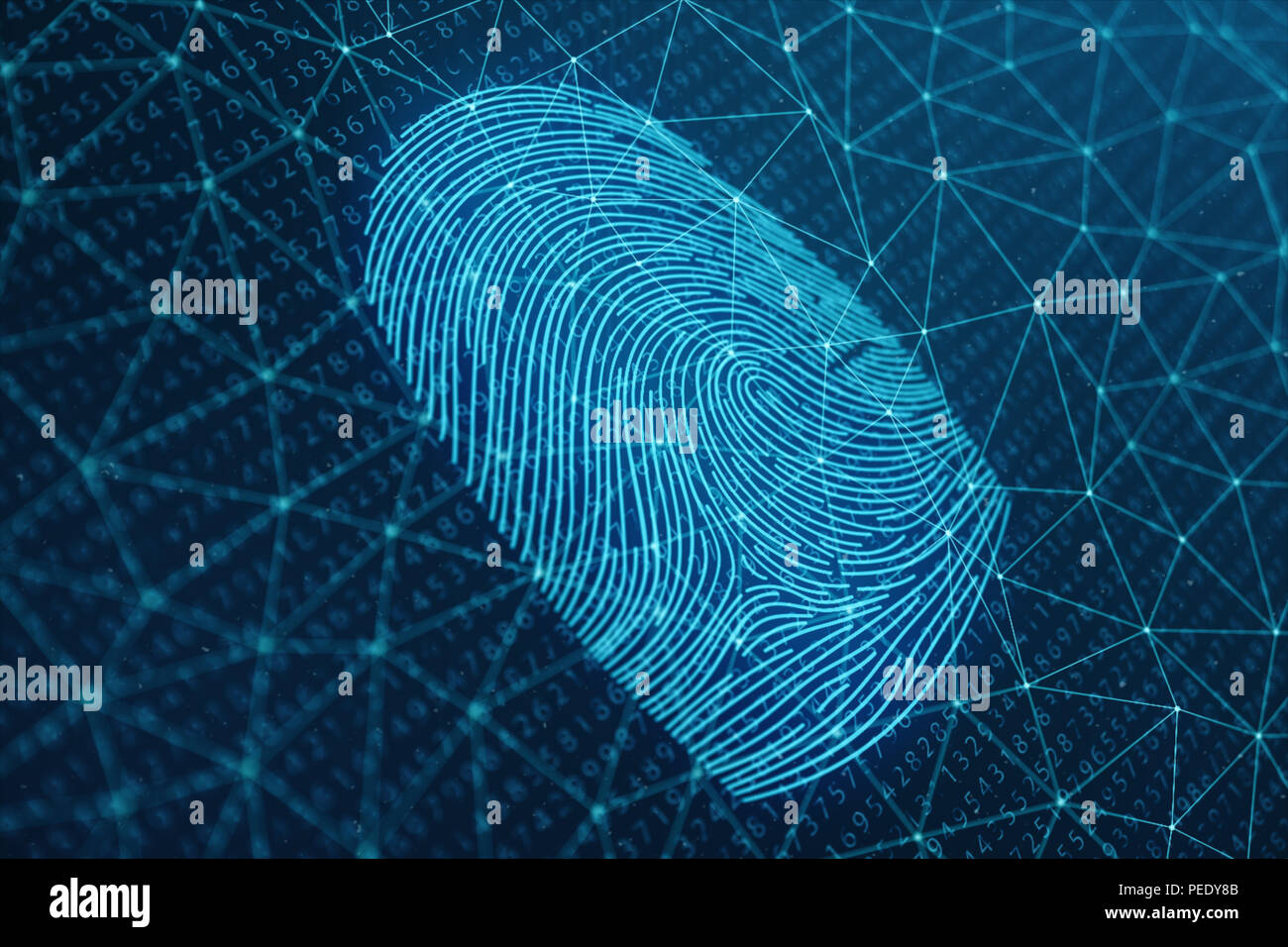3D illustration Fingerprint scan provides security access with ...