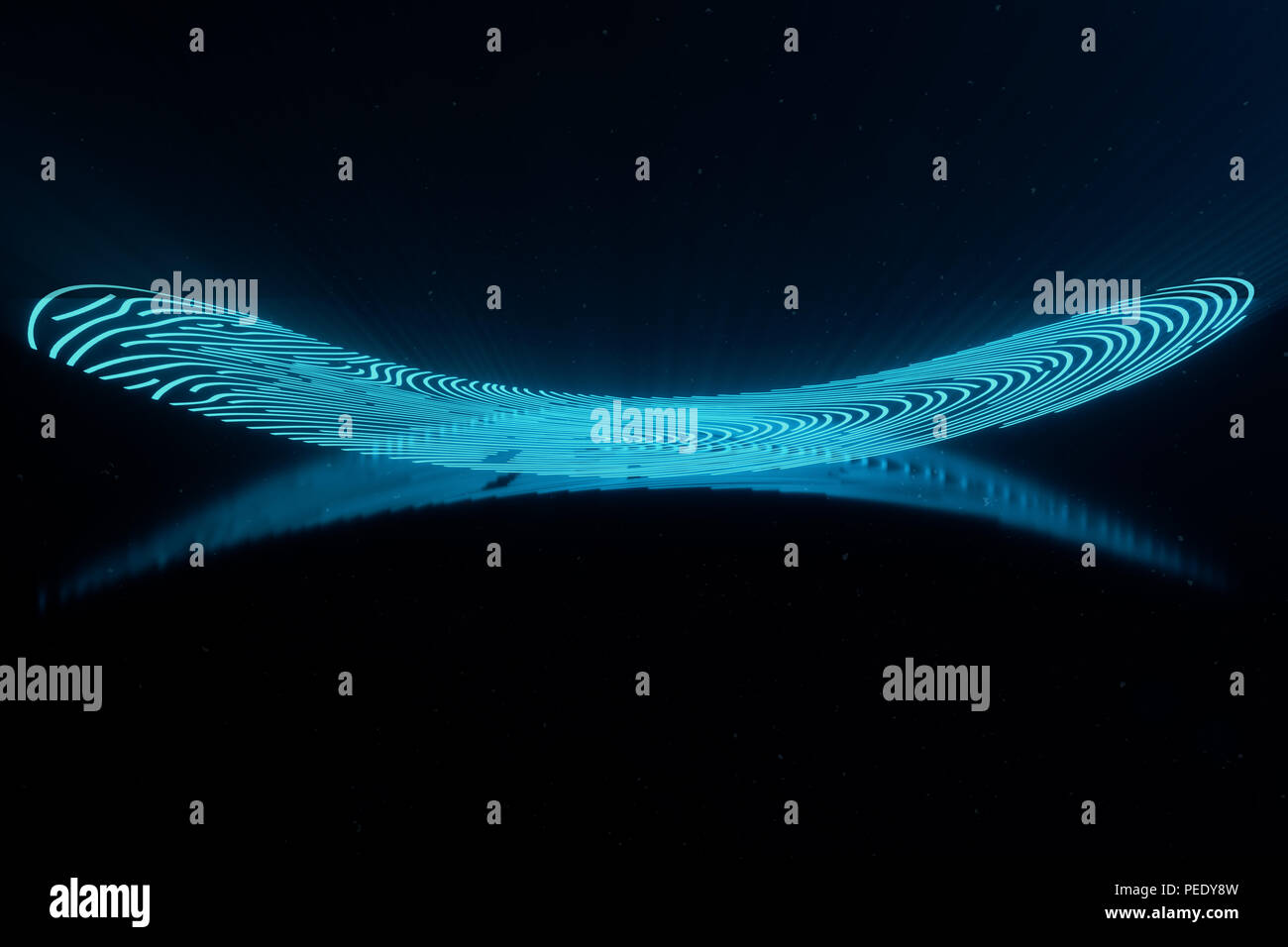 3D illustration Fingerprint scan provides security access with ...
