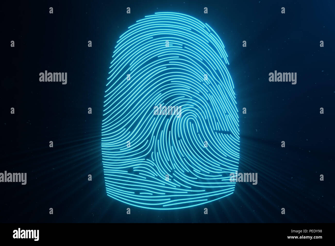3D illustration Fingerprint scan provides security access with ...