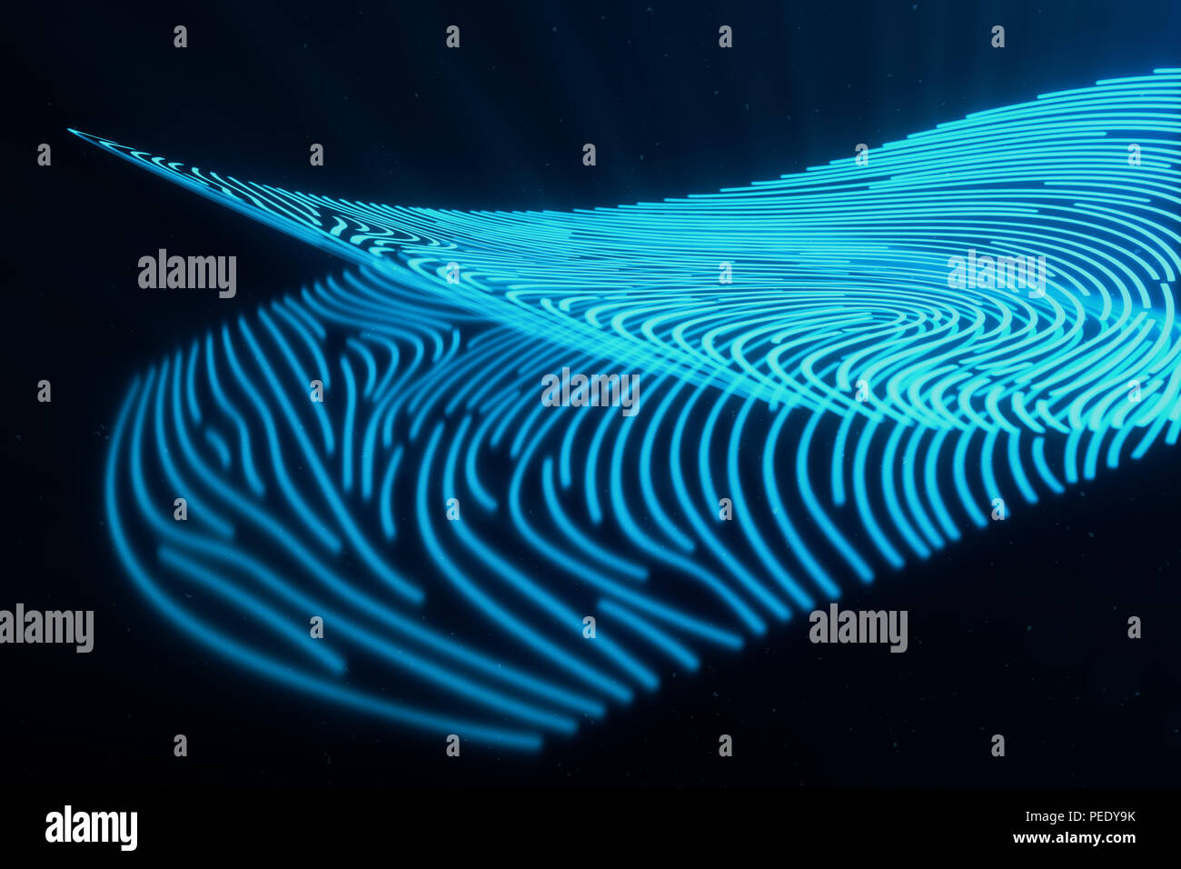 3D illustration Fingerprint scan provides security access with ...