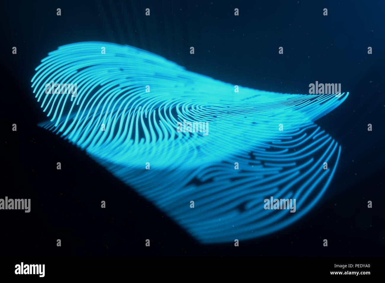 3D illustration Fingerprint scan provides security access with ...