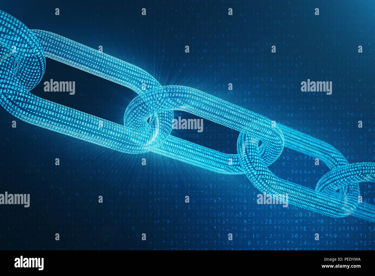 3D illustration digital block chain code. Low polygonal grid of ...