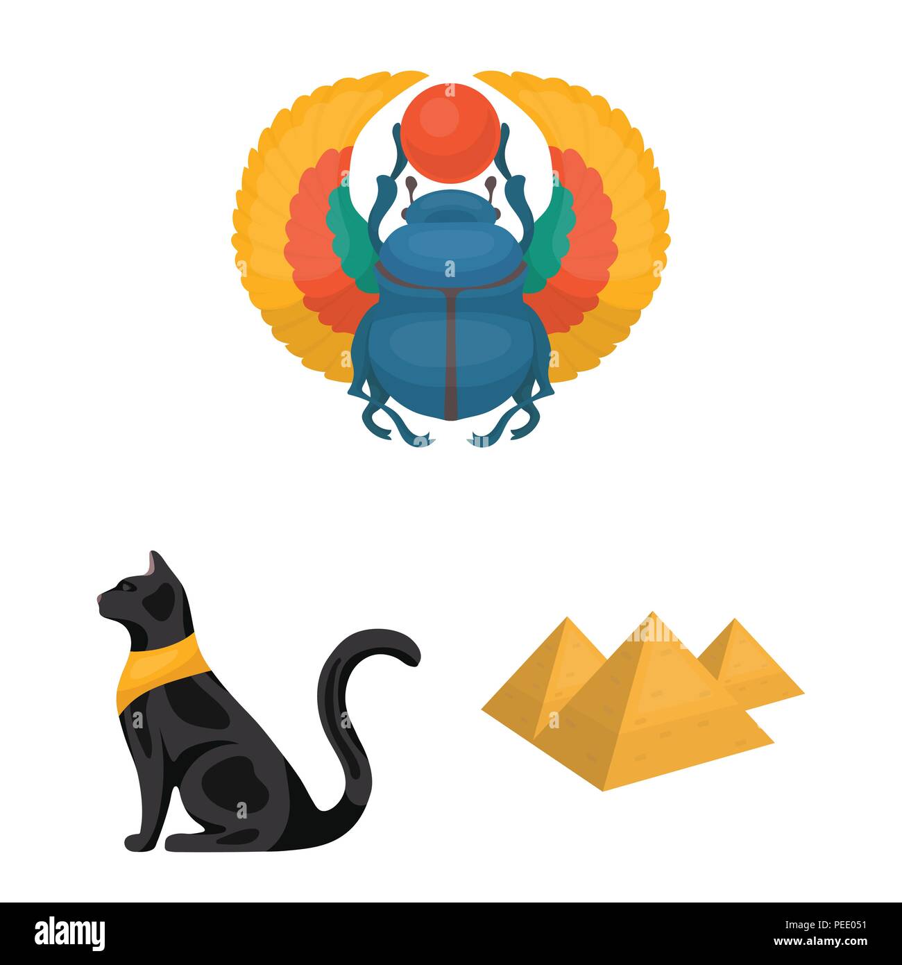 Ancient Egypt cartoon icons in set collection for design. The reign of ...