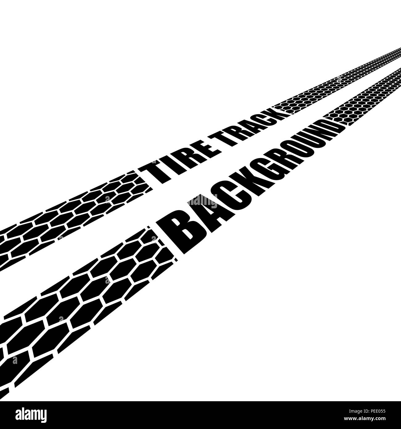 Black tire track in perspective with text isolated on white background ...