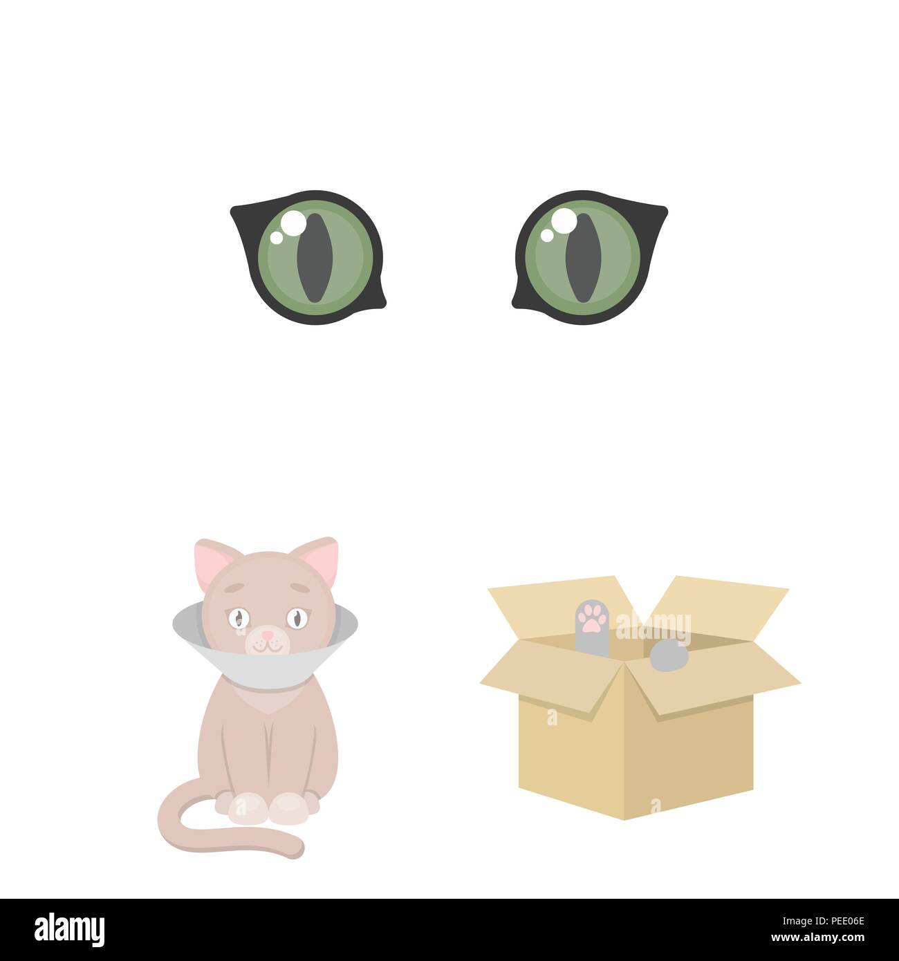 An animal cat cartoon icons in set collection for design. Caring for a ...