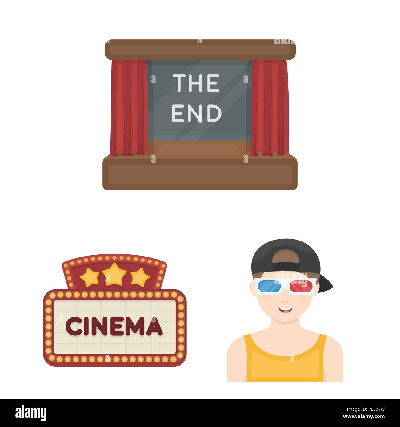Films and cinema cartoon icons in set collection for design.Movies and ...