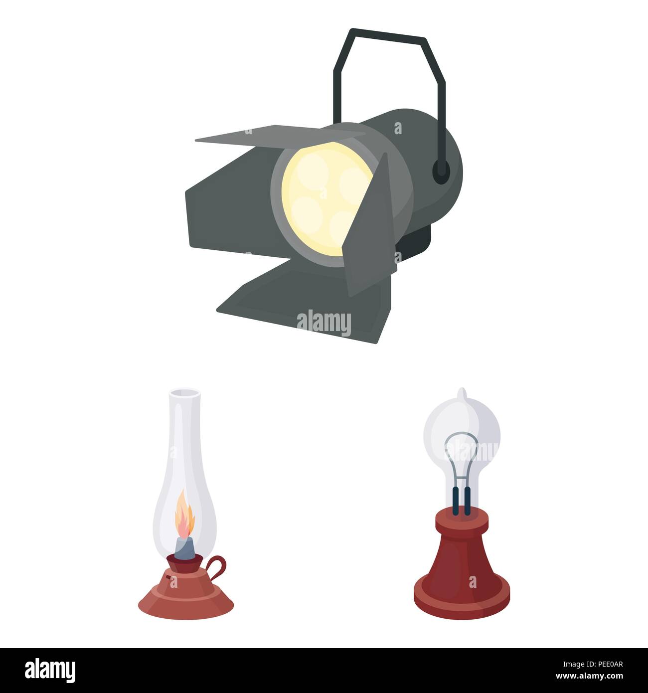 Light source cartoon icons in set collection for design. Light and ...