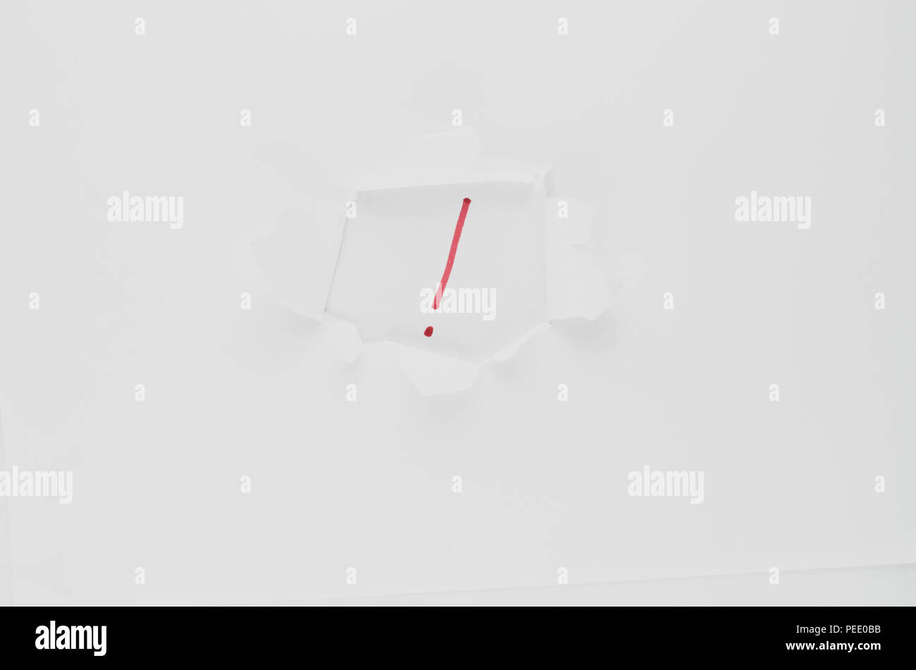 white ripped paper background - exclamation mark symbol Stock Photo - Alamy