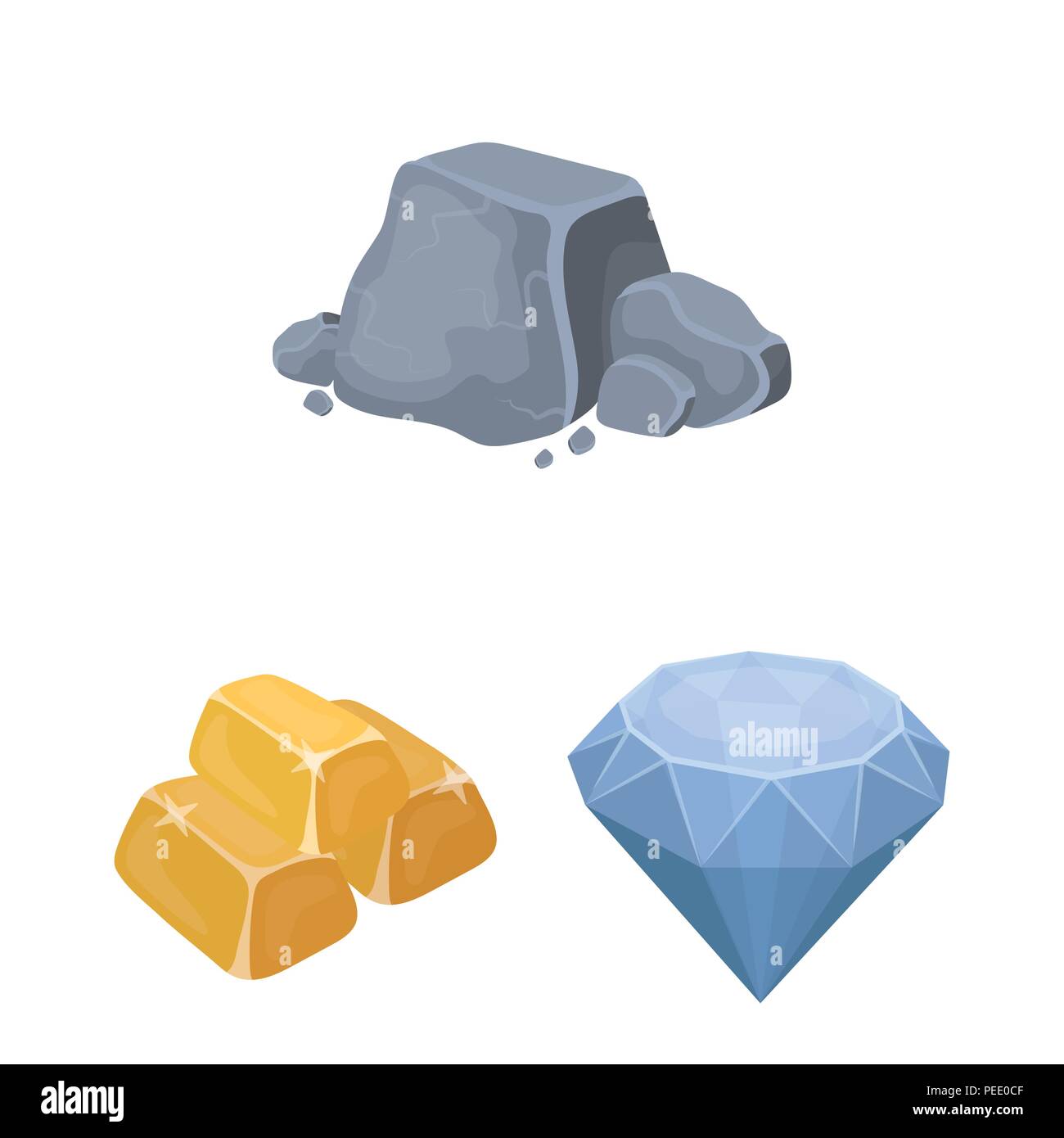 Precious Minerals cartoon icons in set collection for design. Jeweler ...