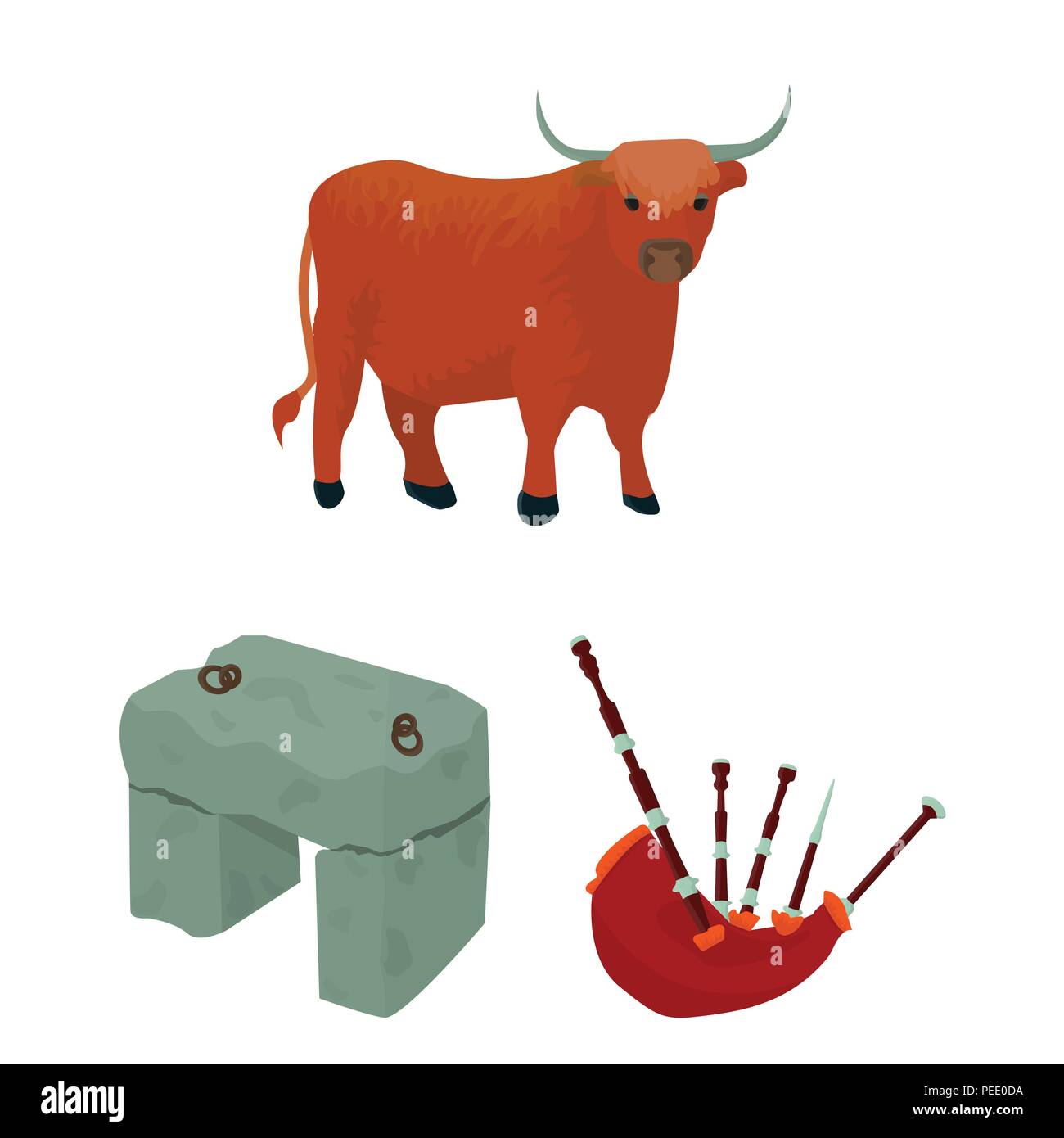 Country Scotland cartoon icons in set collection for design ...