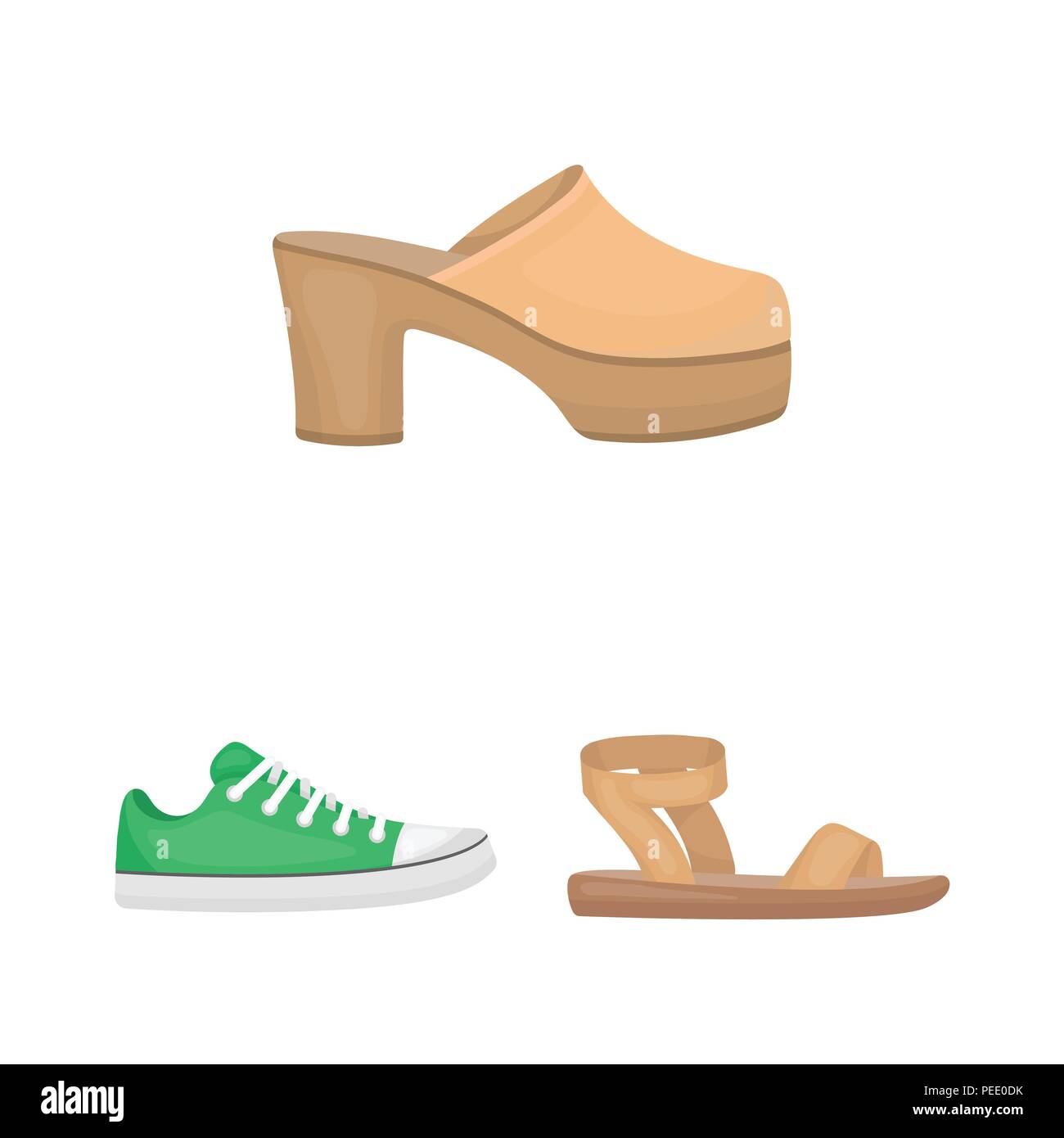 A variety of shoes cartoon icons in set collection for design. Boot ...