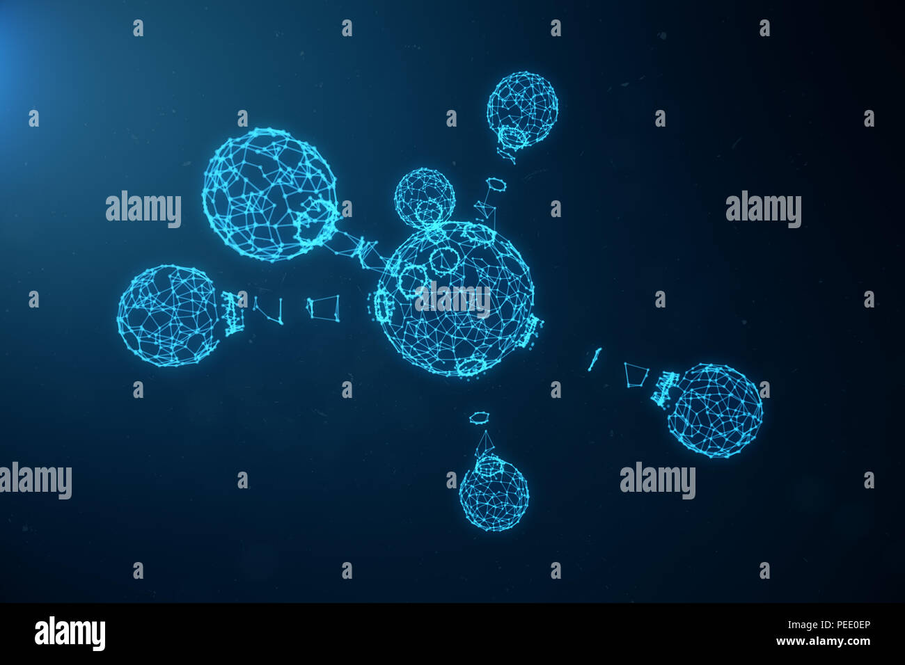 Digital atoms structure. Science or medical background with molecules ...