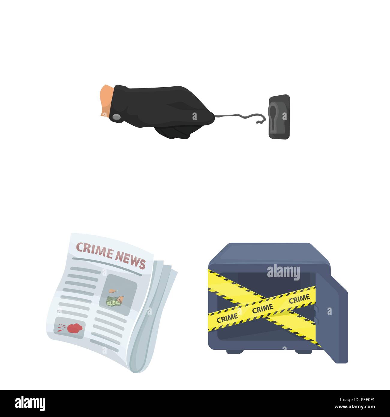 Detective agency cartoon icons in set collection for design. Crime and ...