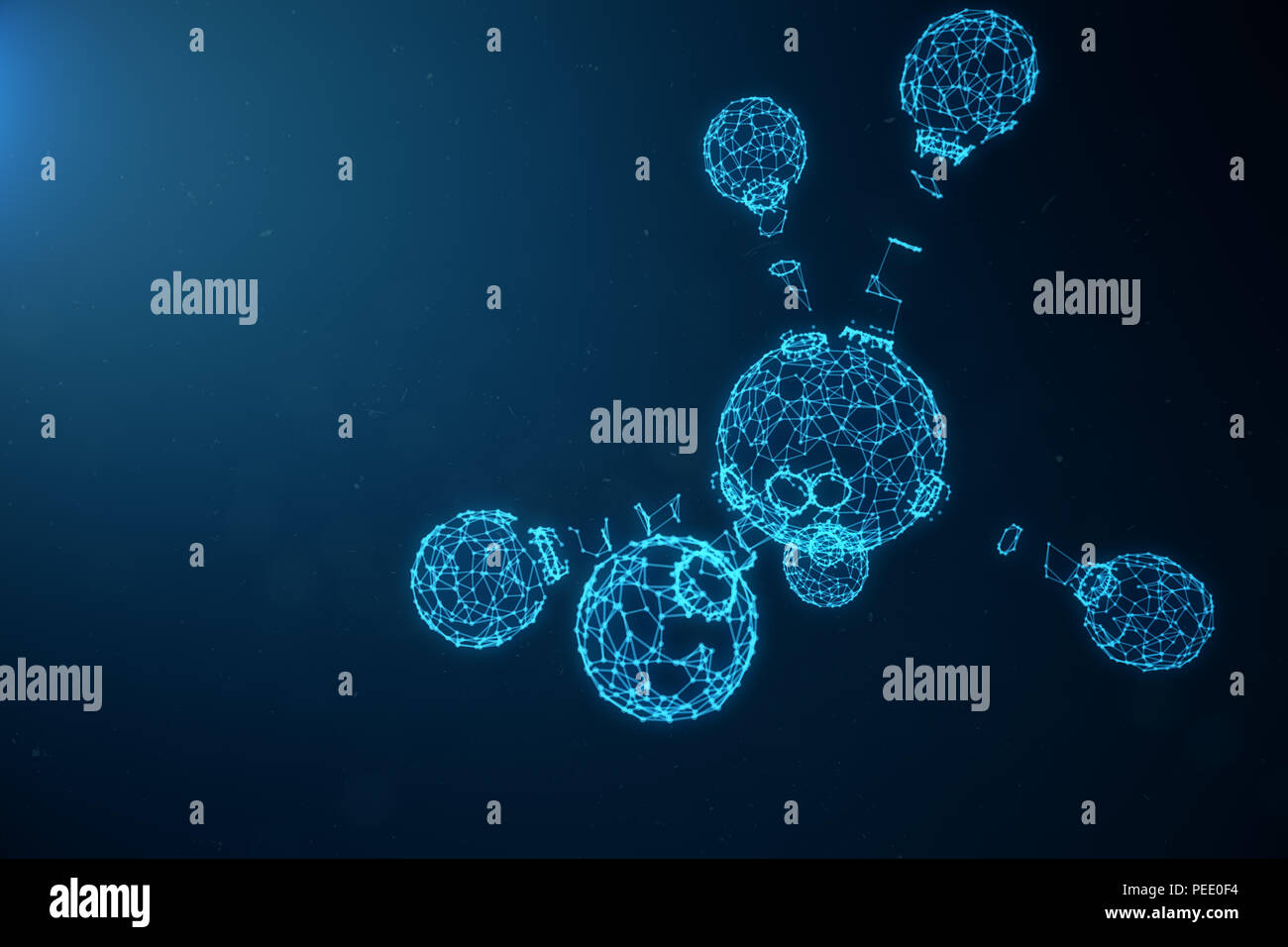 Digital atoms structure. Science or medical background with molecules ...
