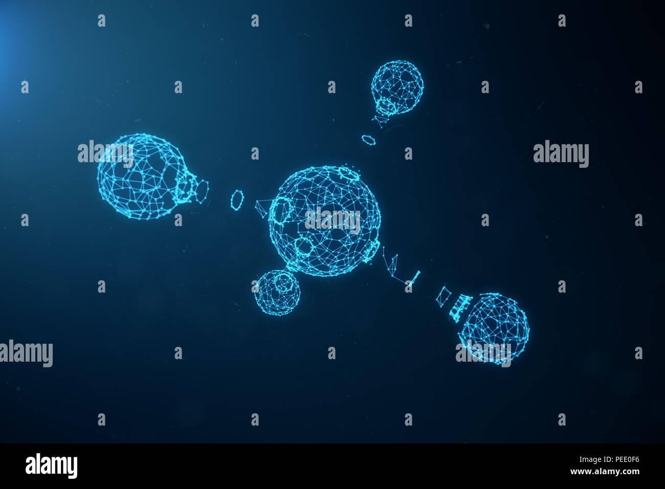 Digital atoms structure. Science or medical background with molecules ...