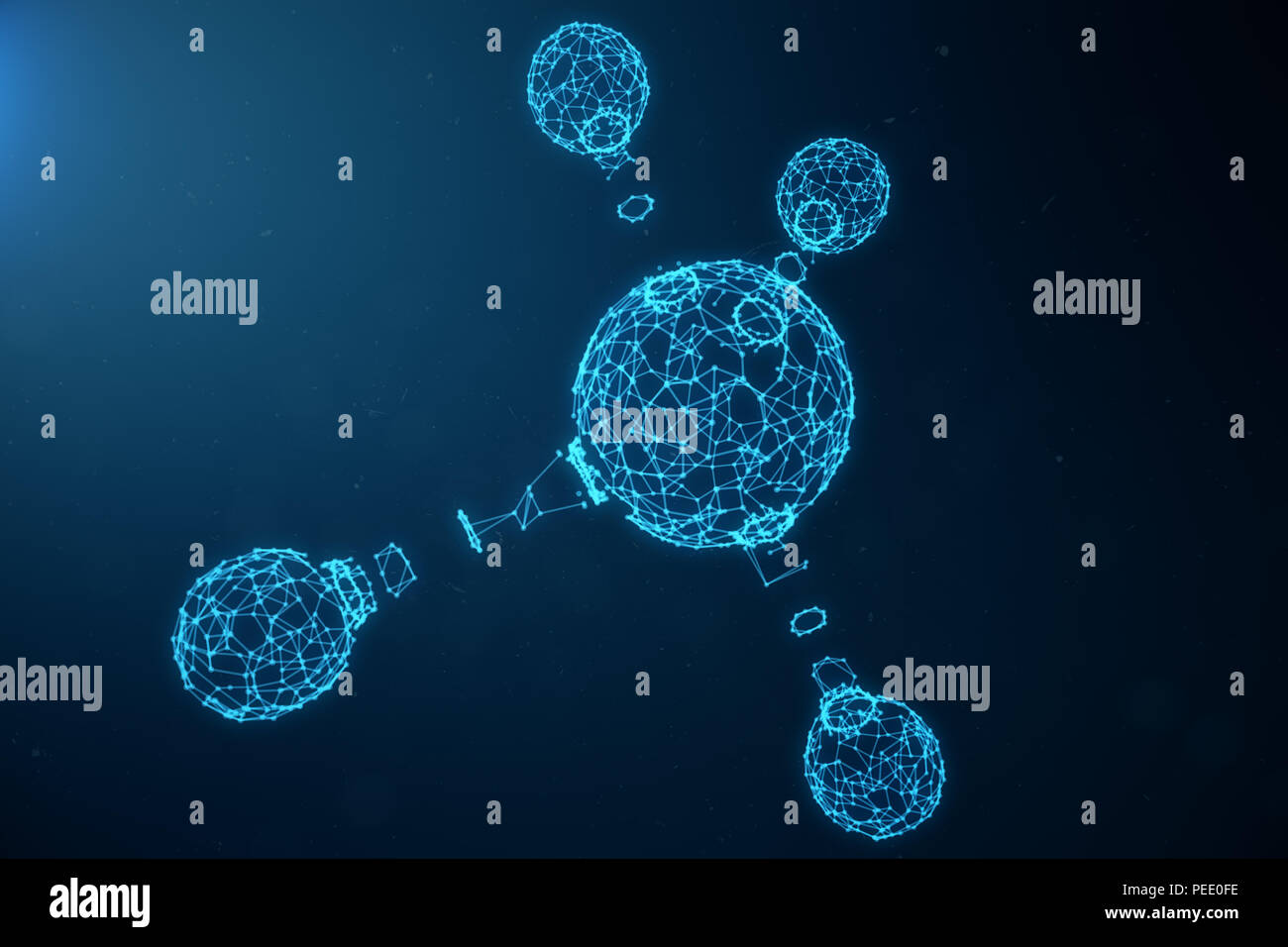Digital atoms structure. Science or medical background with molecules ...
