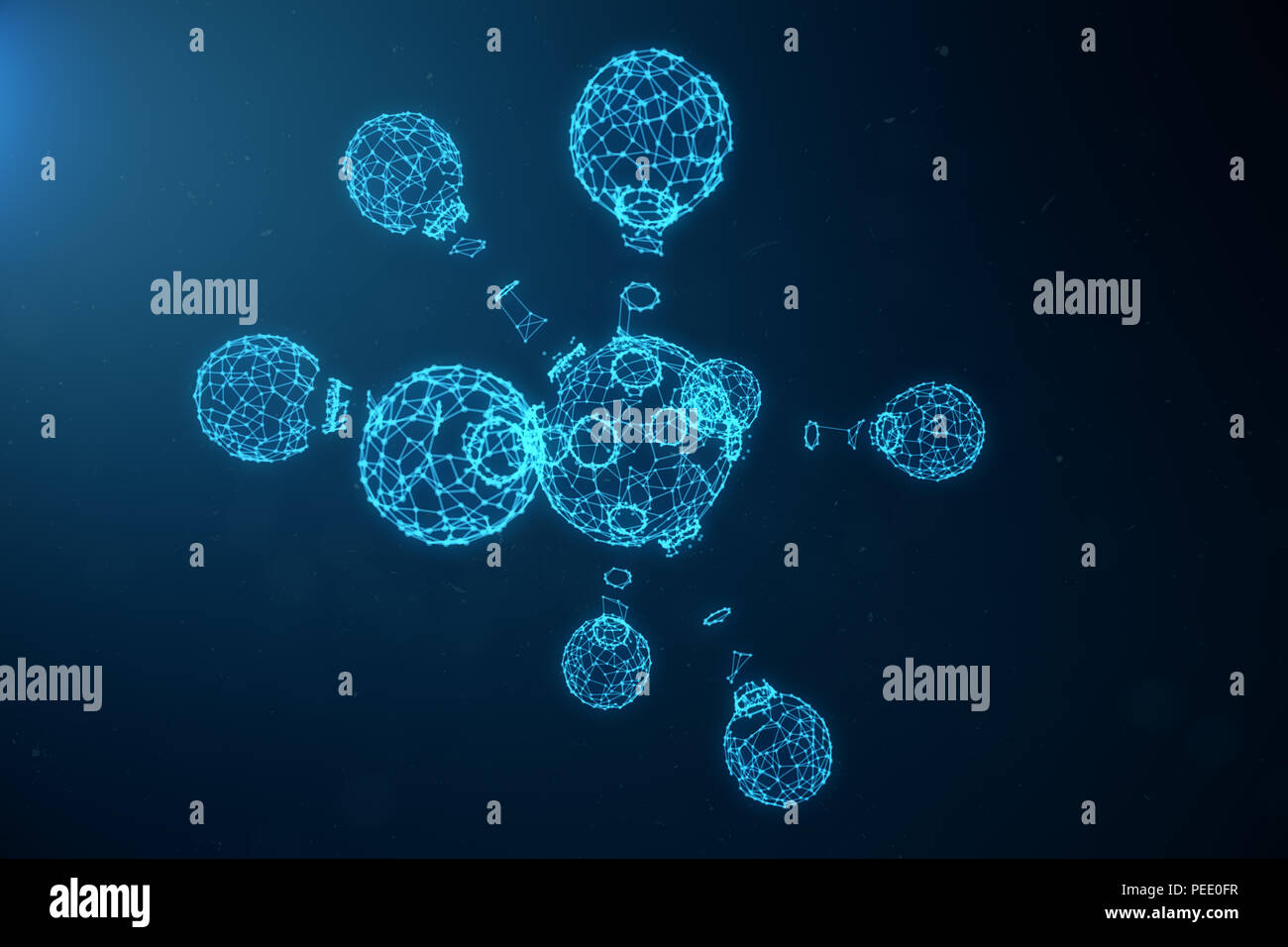 Digital atoms structure. Science or medical background with molecules ...