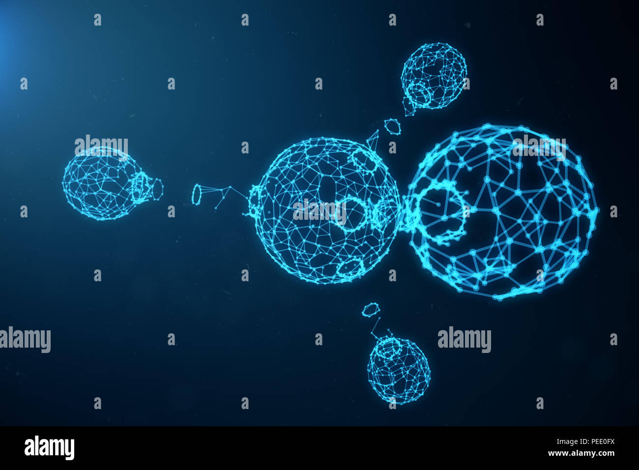 Digital atoms structure. Science or medical background with molecules ...