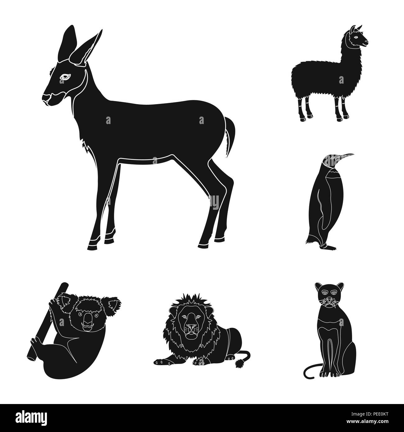 Different animals black icons in set collection for design. Bird ...