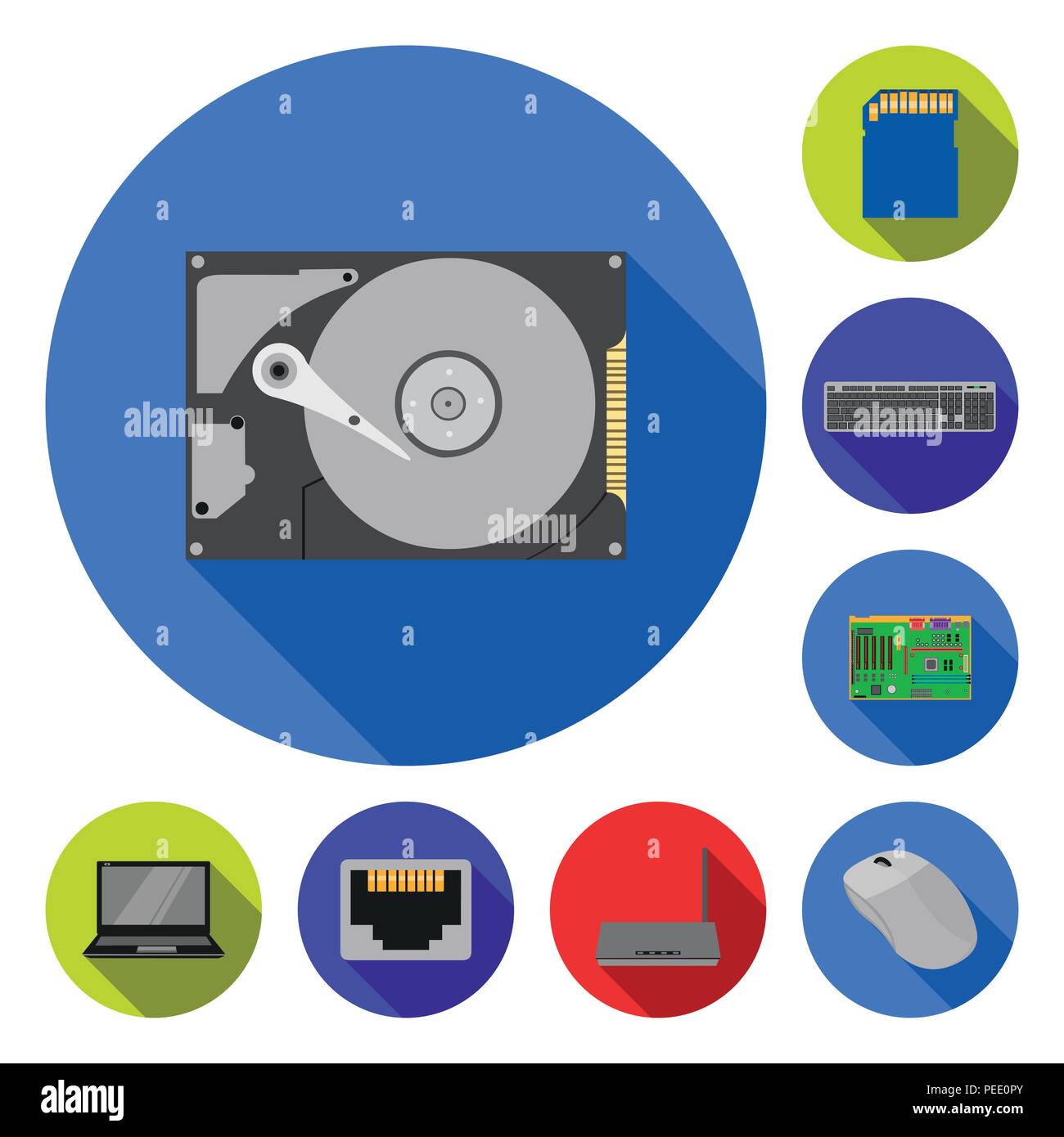 Personal computer flat icons in set collection for design. Equipment ...