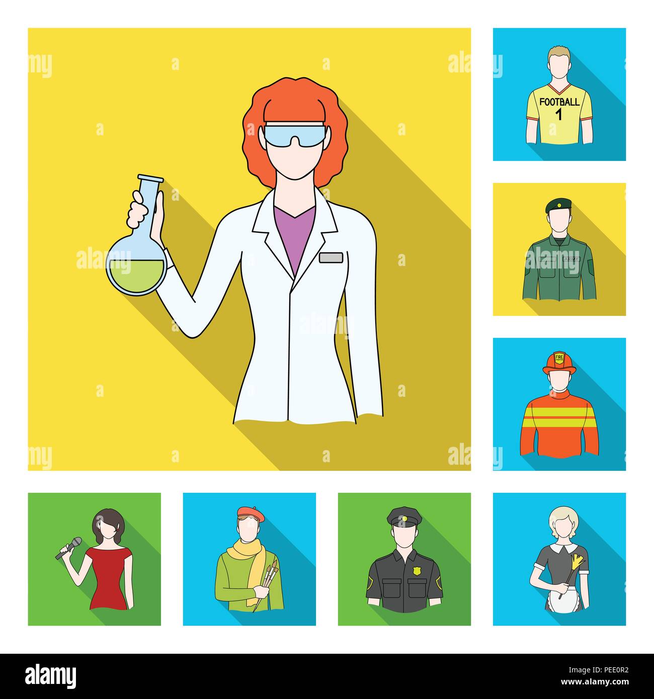 People of different professions flat icons in set collection for design ...