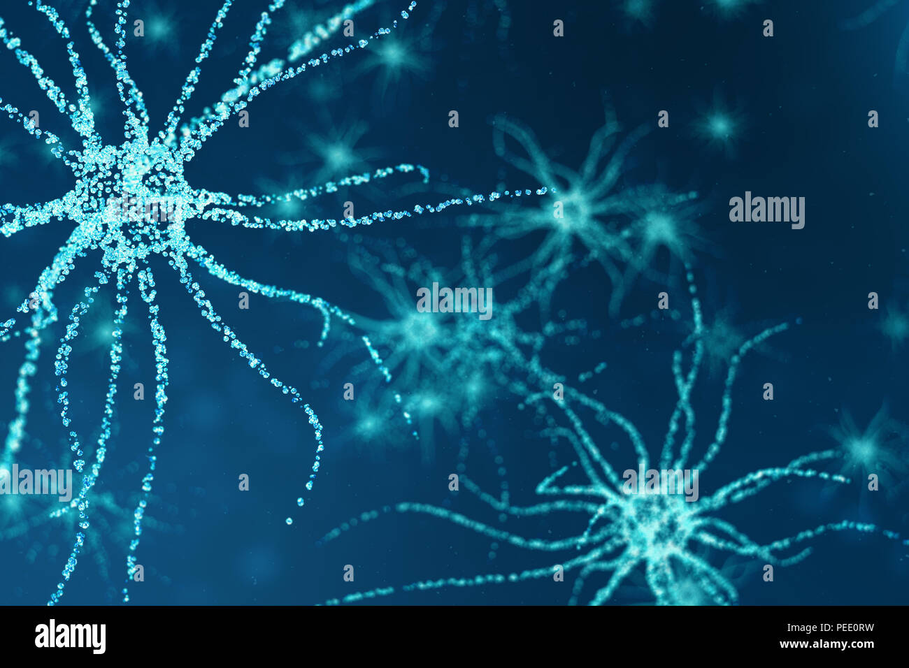 Conceptual illustration of neuron cells with glowing link knots ...