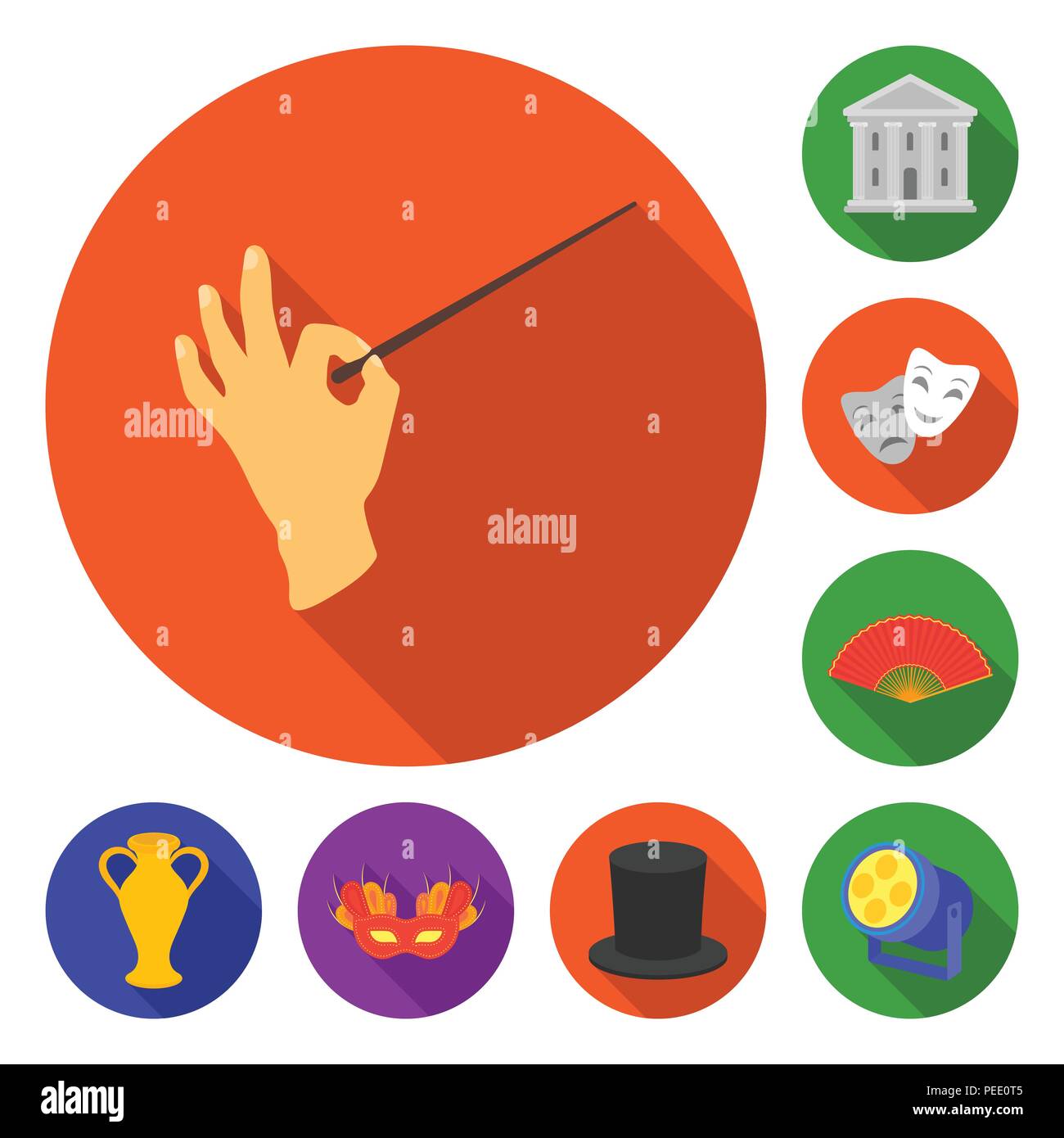 Theatrical art flat icons in set collection for design.Theater ...