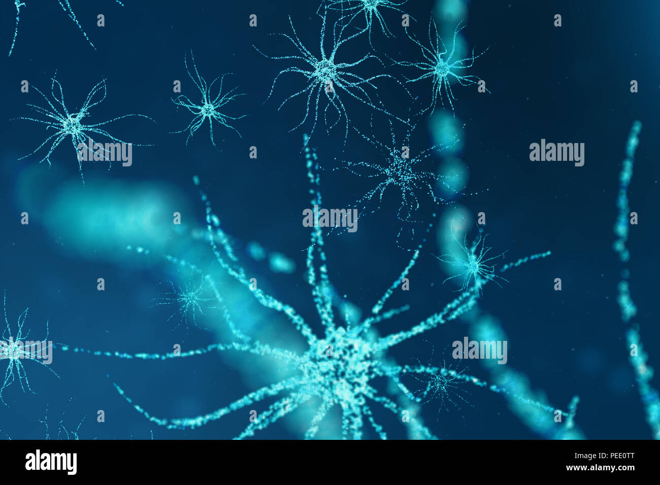 Conceptual illustration of neuron cells with glowing link knots ...