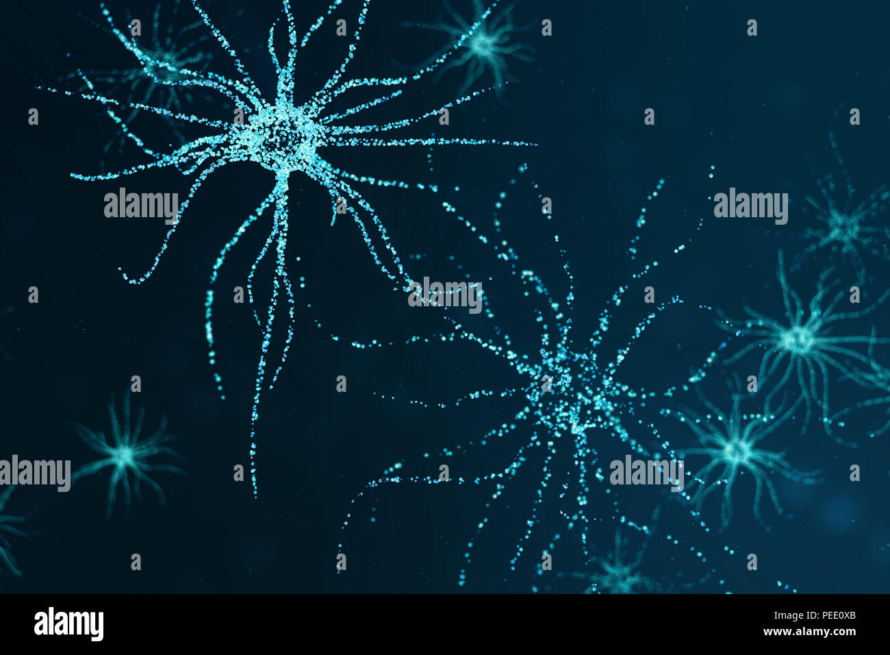 Conceptual illustration of neuron cells with glowing link knots ...