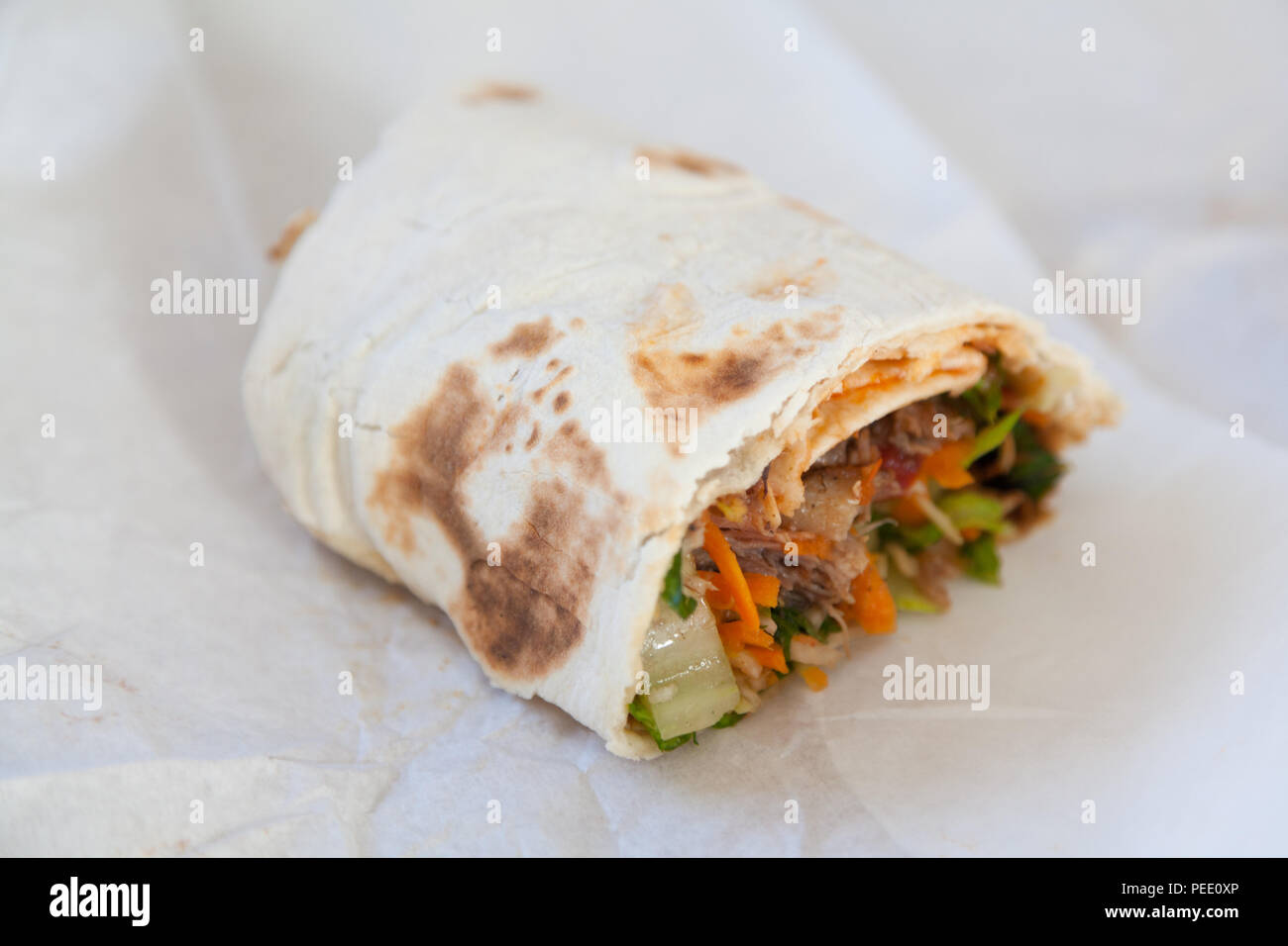 Lamb kebab wrap, Devon , England, United Kingdom Stock Photo - Alamy