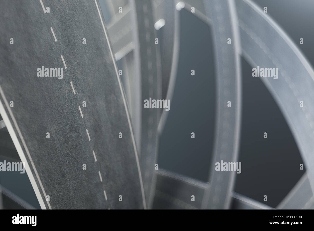 Tangled roads, on grey background. Abstract road knot. Concept travel ...
