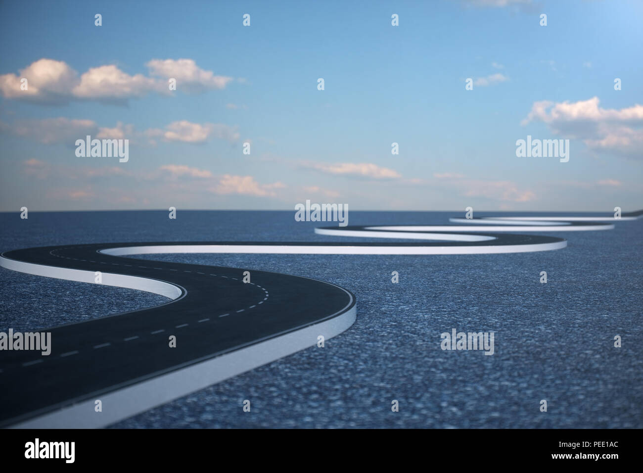 Road way. Travel, transportation concept. Asphalt road divided by a ...