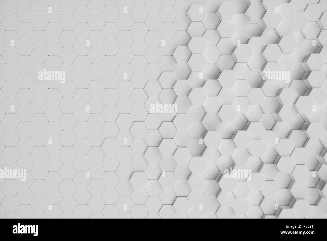 3D illustration white geometric hexagonal abstract background. surface ...