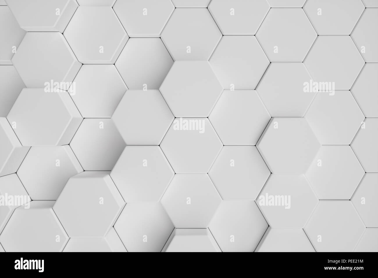 3D illustration white geometric hexagonal abstract background. surface ...