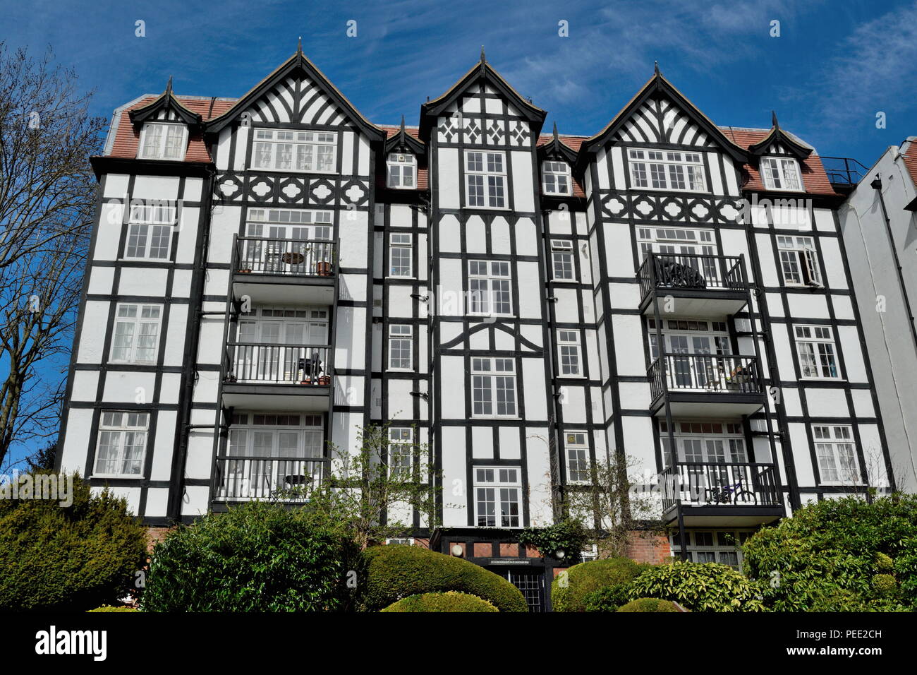 Exterior of beautiful half-timbered building in North London Stock ...