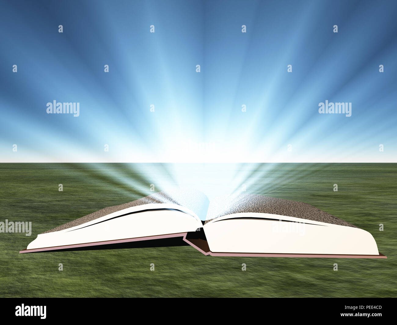 Opened book with bright light Stock Photo - Alamy