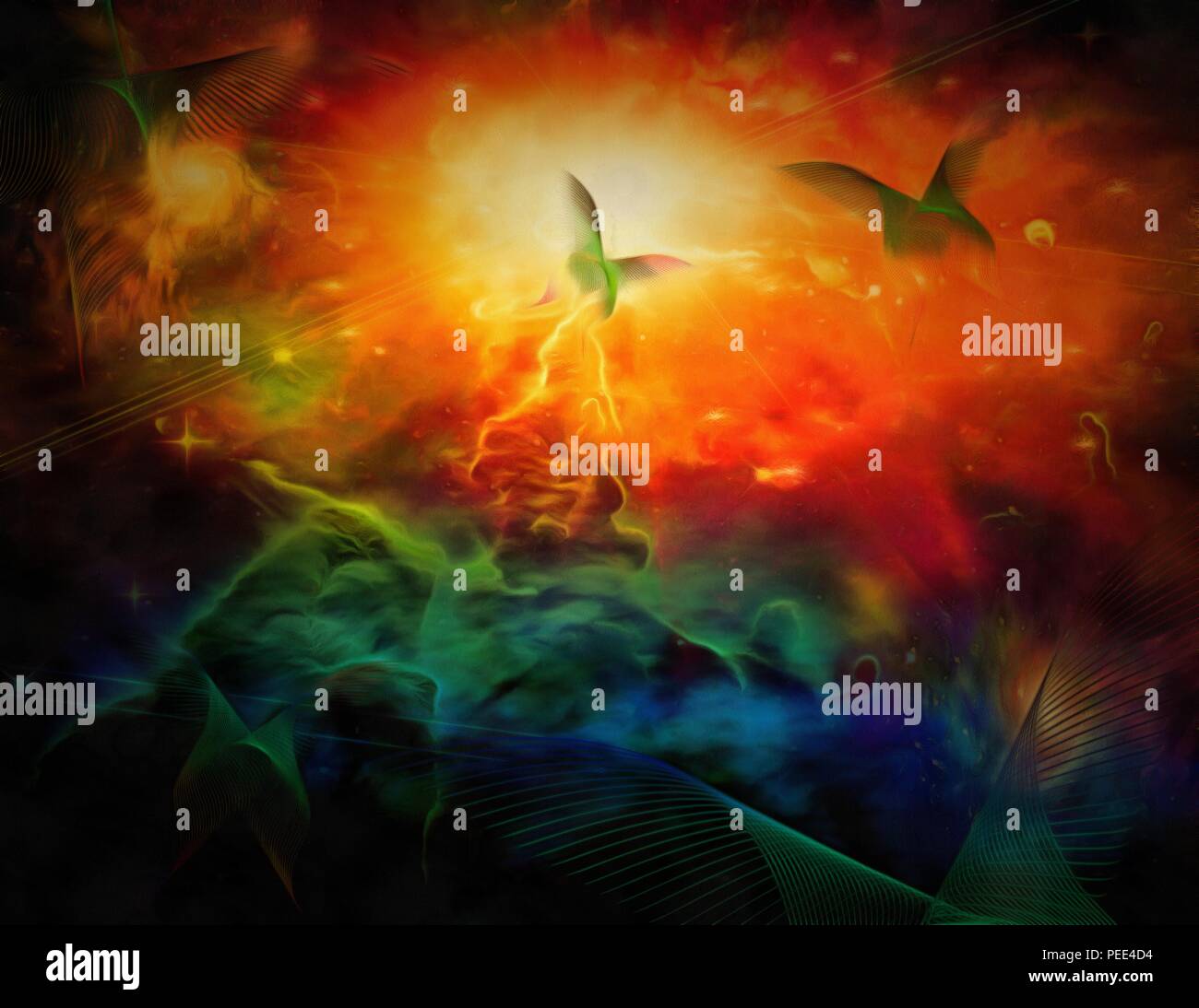 Surreal painting. Vivid nebulae Stock Photo - Alamy