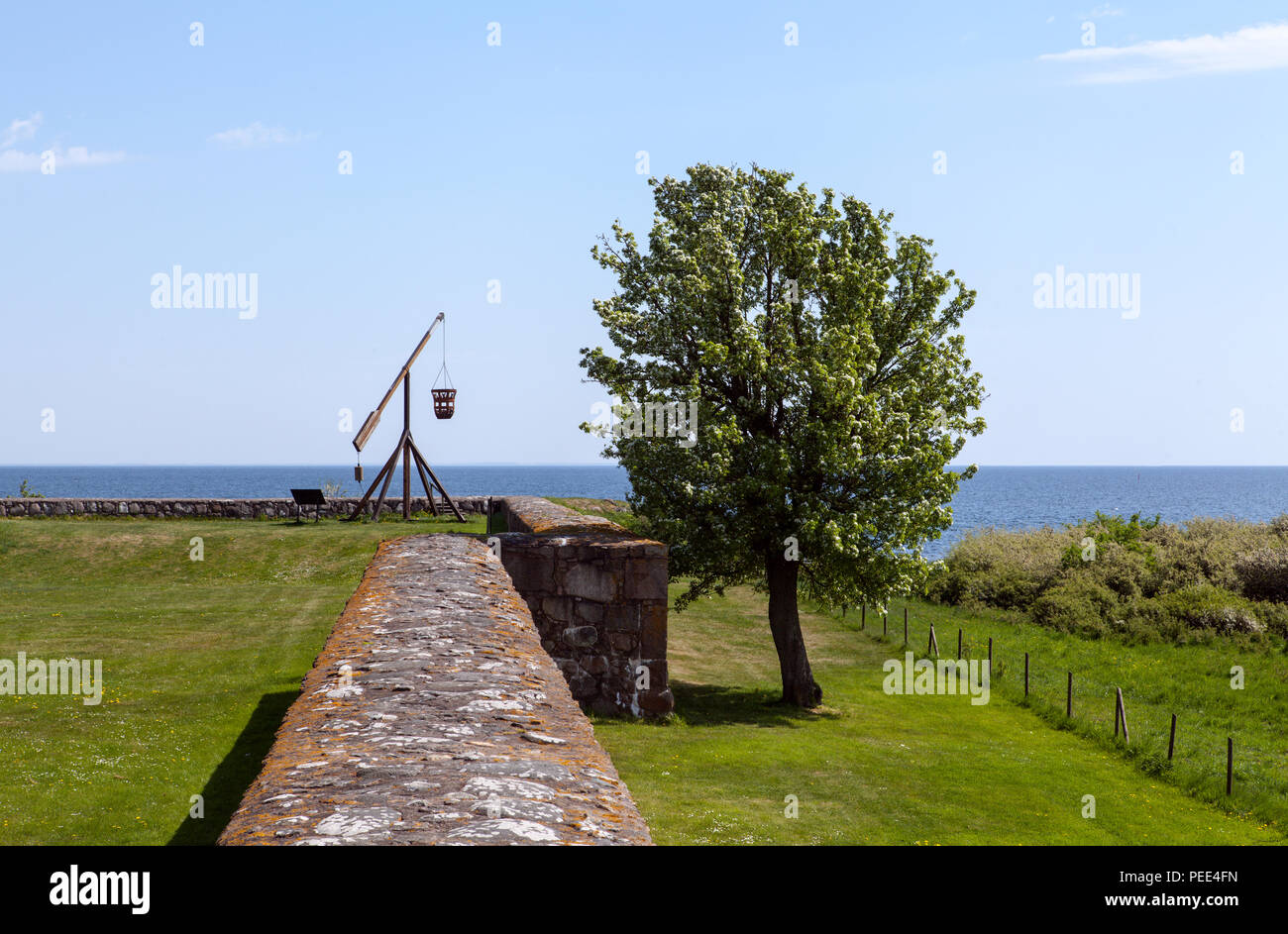 KRISTIANOPEL, SWEDEN ON MAY 14, 2018. View of a wooden beacon ...