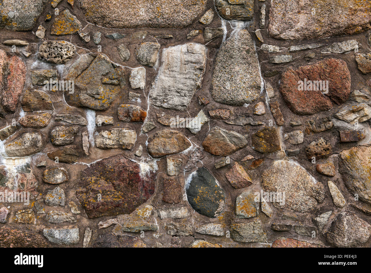 Closeup view of a mediaeval stone wall. Defense wall at a fortress ...