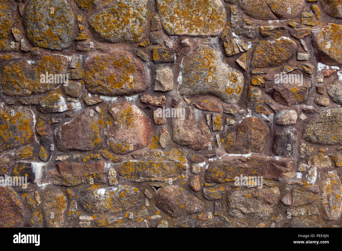 Closeup view of a mediaeval stone wall. Defense wall at a fortress ...