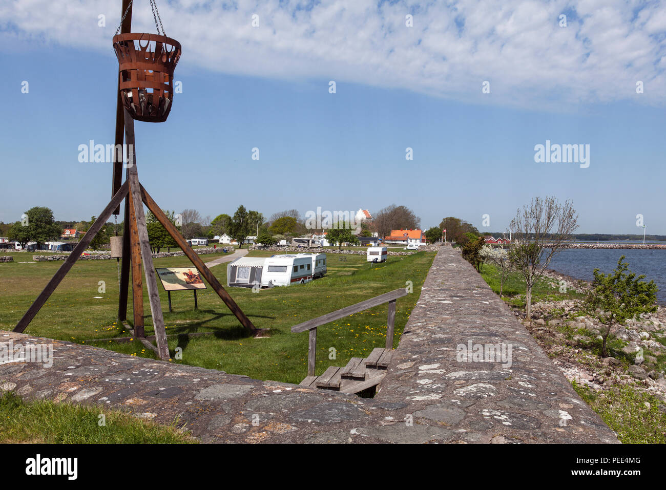 KRISTIANOPEL, SWEDEN ON MAY 14, 2018. View of a wooden beacon ...