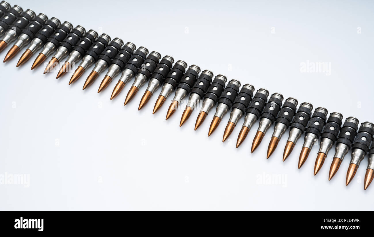 Ammo belt, chain , full of bullets Stock Photo - Alamy