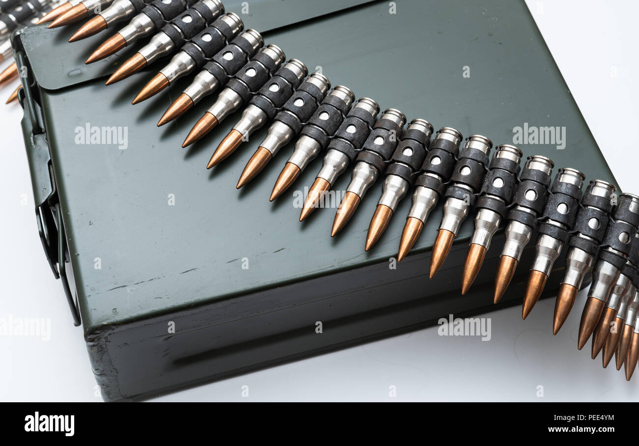 Ammo belt, chain , full of bullets Stock Photo - Alamy