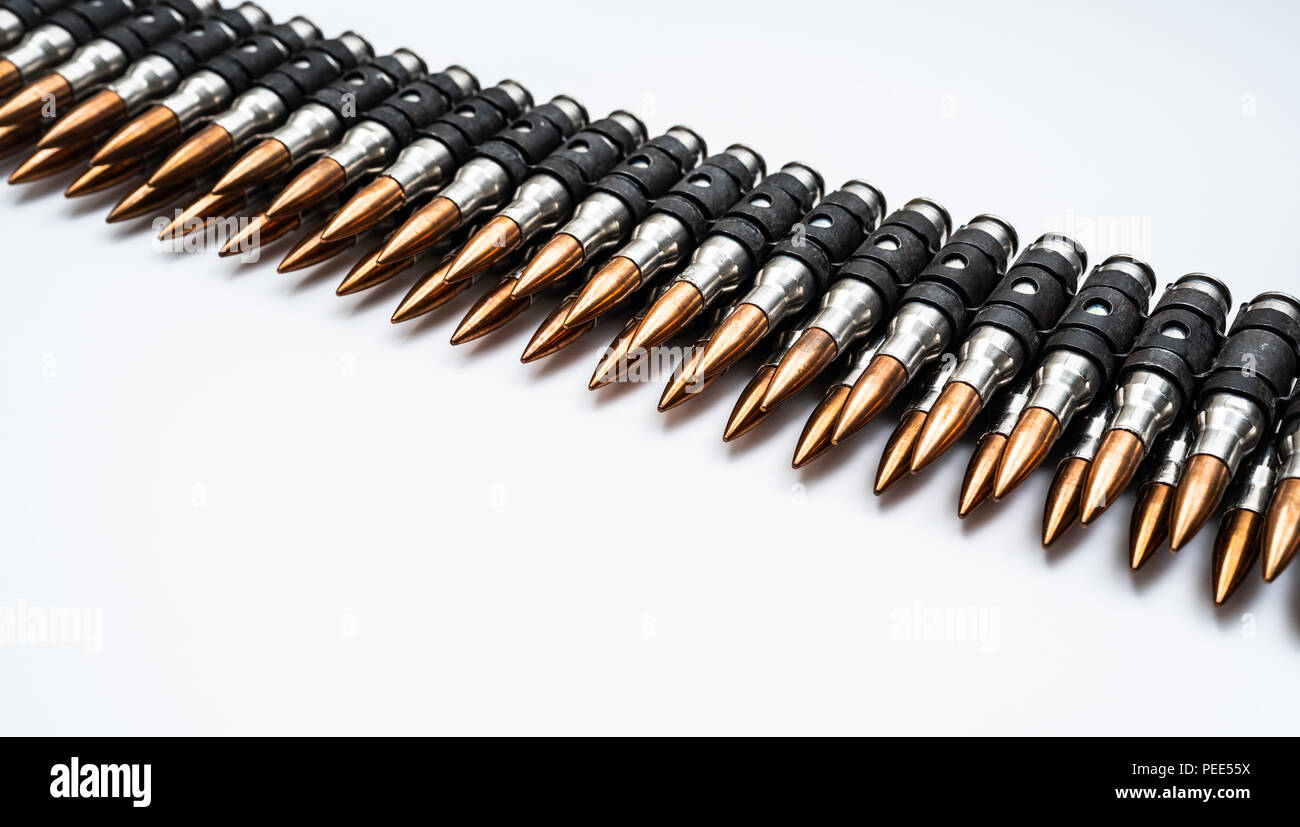 Ammo belt, chain , full of bullets Stock Photo - Alamy